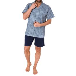 Normann kurzarm Schlafanzug Shorty Pyjama zum durchkn&ouml;pfen in marine | Gr.: 48