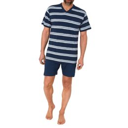 Normann Kurzarm Schlafanzug Shorty Pyjama Streifen - 78335 in marine | Gr.: 50