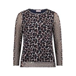 Betty Barclay Langarm-Shirt mit Animalprint in Dark Blue/Brown | Gr.: 46