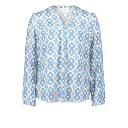 Cartoon Blusenshirt mit Muster in Wei&szlig;/Blau | Gr.: 38