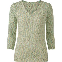 CR&Eacute;ATION L Damen Ajourpullover in Multicolour-B&auml;ndchengarn lindgr&uuml;n-meliert Gr&ouml;&szlig;e 40