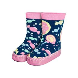 Playshoes H&uuml;ttenschuh Bonbons in Marine/Rosa | Gr.: 18/19