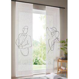 Heine Schiebevorhang in wei&szlig;-schwarz | Gr.: 225-x-57cm