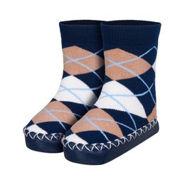 Playshoes H&uuml;ttenschuh Karo in Marine | Gr.: 17/18