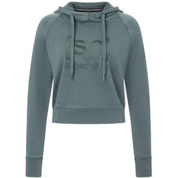 super.natural Merino Hoodie W LIQUID FLOW LOGO HOODIE in graugr&uuml;n | Gr.: M