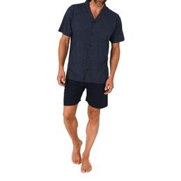 Normann kurzarm Schlafanzug Shorty Pyjama zum durchkn&ouml;pfen in navy | Gr.: 64/66