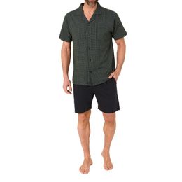 Normann kurzarm Schlafanzug Shorty Pyjama zum durchkn&ouml;pfen in anthrazit1 | Gr.: 52