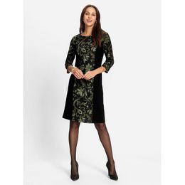 WITT WEIDEN Jersey-Kleid in schwarz-oliv-bedruckt | Gr.: 42