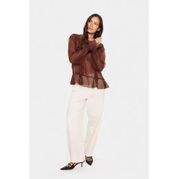 Saint Tropez Langarm-Bluse LabelleSZ Gerade Passform in Chocolate Fondant | Gr.: XL