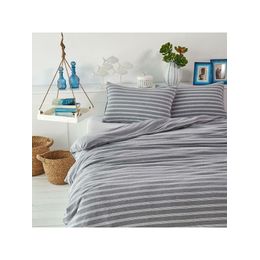 BettwarenShop Bettw&auml;sche Melangestreifen in weiss | Gr.: 135 x 200 + 80 x 80 cm