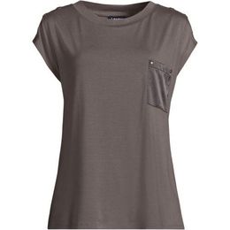 LANDS' END Shirt mit Brusttasche aus Viskose-Stretch, Damen,  Grau, by Lands' End
