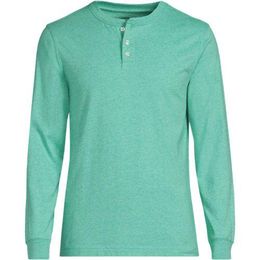 LANDS' END Super-T Langarm-Henleyshirt, Classic Fit, Herren,  Gr&uuml;n, Baumwolle, by Lands' End