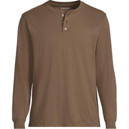 LANDS' END Super-T Langarm-Henleyshirt, Classic Fit, Herren,  Braun, Baumwolle, by Lands' End