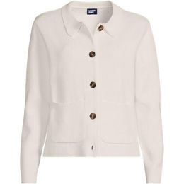 LANDS' END Feinstrick-Jacke aus Baumwolle, Damen,  Wei&szlig;, Baumwolle, by Lands' End