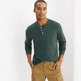 LANDS' END Super-T Langarm-Henleyshirt, Classic Fit, Herren,  Gr&uuml;n, Baumwolle, by Lands' End