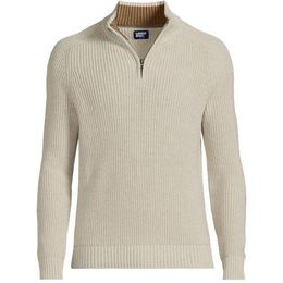 LANDS' END Pullover DRIFTER mit Rei&szlig;verschluss, Herren,  Wei&szlig;, by Lands' End