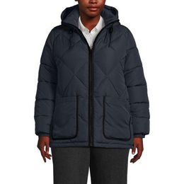 LANDS' END Isolierte Kapuzen-Steppjacke, Damen,  Grau, Polyester, by Lands' End