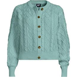 LANDS' END Zopfmuster-Cardigan DRIFTER, Damen,  Gr&uuml;n, Baumwolle, by Lands' End