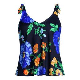 LANDS' END Tankini-Top mit geknoteten Tr&auml;gern und Flattersaum, Damen,  Blau, Elasthan/Nylon-Mischung, by Lands' End