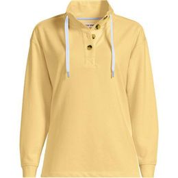 LANDS' END Pullover SERIOUS SWEATS mit Knopfleiste, Damen,  Gelb, Baumwoll-Mischung/Polyester-Mischung, by Lands' End