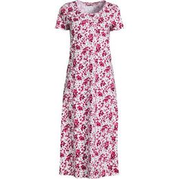 LANDS' END Wadenlanges Kurzarm-Nachthemd aus reiner Baumwolle, Damen,  Pink, Baumwolle, by Lands' End