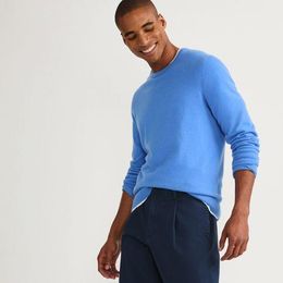 LANDS' END Kaschmirpullover mit rundem Ausschnitt, Herren,  Blau, Kaschmir, by Lands' End