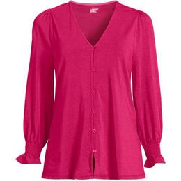 LANDS' END Jerseybluse mit gerafften 3/4-&Auml;rmeln, Damen,  Rot, Elasthan/Baumwoll-Mischung/Baumwolle Modal, by Lands' End