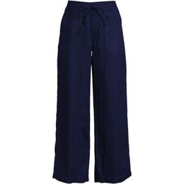 LANDS' END Weite 7/8-Leinenhose mit Dehnbund, Damen,  Blau, Leinen, by Lands' End