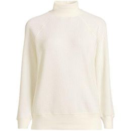 LANDS' END Stehbund-Shirt aus Waffeljersey, Damen,  Wei&szlig;, Baumwoll-Mischung/Polyester-Mischung, by Lands' End
