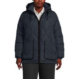 LANDS' END Isolierte Kapuzen-Steppjacke, Damen,  Grau, Polyester, by Lands' End