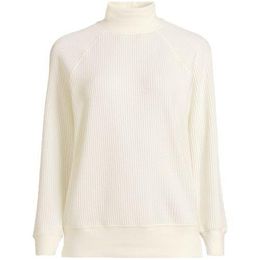 LANDS' END Stehbund-Shirt aus Waffeljersey, Damen,  Wei&szlig;, Baumwoll-Mischung/Polyester-Mischung, by Lands' End