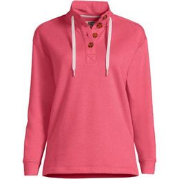 LANDS' END Pullover SERIOUS SWEATS mit Knopfleiste, Damen,  Pink, Baumwoll-Mischung/Polyester-Mischung, by Lands' End