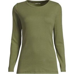 LANDS' END Langarmshirt aus mikrofeinem Baumwollripp, Damen,  Gr&uuml;n, Baumwolle/Elasthan, by Lands' End