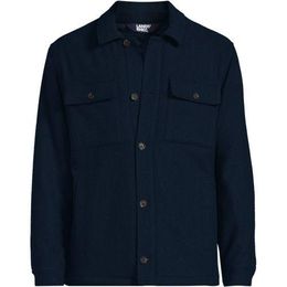 LANDS' END Gef&uuml;tterte Hemdjacke aus Wollmix, Herren,  Blau, Woll-Mischung/Polyester-Mischung, by Lands' End