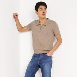 LANDS' END Kurzarm-Polo aus Baumwoll/Seide-Mix, Herren,  Beige, Baumwolle/Seide/Nylon, by Lands' End