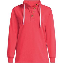 LANDS' END Pullover SERIOUS SWEATS mit Knopfleiste, Damen,  Orange, Baumwoll-Mischung/Polyester-Mischung, by Lands' End