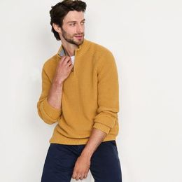 LANDS' END Pullover DRIFTER mit Rei&szlig;verschluss, Herren,  Gelb, by Lands' End