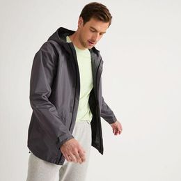 LANDS' END Verstaubare wasserdichte Regenjacke, Herren,  Grau, Polyester, by Lands' End