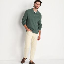 LANDS' END Zopfstrick-Pullover mit Polokragen, Herren,  Gr&uuml;n, Baumwolle, by Lands' End
