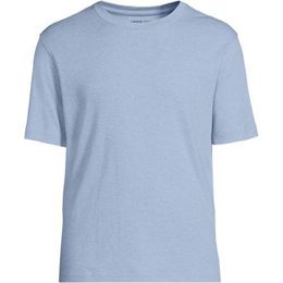 LANDS' END Supima Kurzarm-Shirt mit Rundhalsausschnitt, Herren,  Blau, Baumwolle, by Lands' End