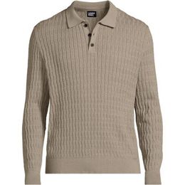 LANDS' END Zopfstrick-Pullover mit Polokragen, Herren,  Sonstige, Baumwolle, by Lands' End