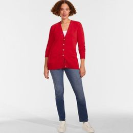 LANDS' END Relaxter V-Cardigan DRIFTER, Damen,  Rot, Baumwolle, by Lands' End