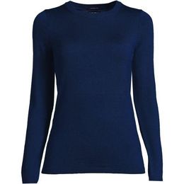 LANDS' END Merinopullover mit Rundhalsausschnitt, Damen,  Blau, by Lands' End