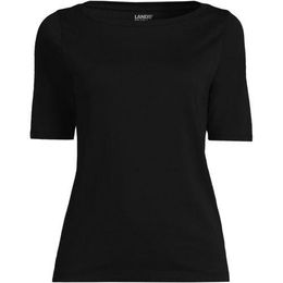 LANDS' END Supima-Shirt mit ellbogenlangen &Auml;rmeln, Damen,  Schwarz, Baumwolle, by Lands' End