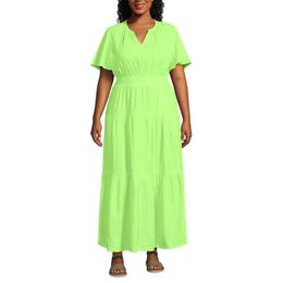 LANDS' END Stufen-Maxikleid aus Musselin, Damen,  Gr&uuml;n, Baumwolle, by Lands' End