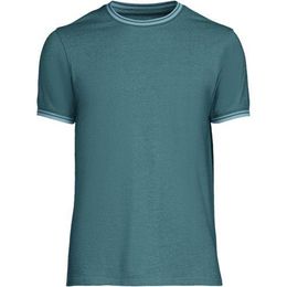 LANDS' END Piqu&eacute;-T-Shirt mit k&uuml;hlendem Effekt, Classic Fit, Herren,  Blau, Baumwoll-Mischung/Polyester-Mischung, by Lands' End