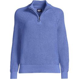 LANDS' END Baumwollpullover mit Troyer-Kragen, Damen,  Lila, Baumwolle, by Lands' End