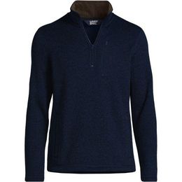 LANDS' END Fleecepullover in Troyerform, Herren,  Blau, Polyester, by Lands' End