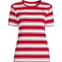 LANDS' END Supima Kurzarm-Shirt mit rundem Ausschnitt, Damen,  Rot, Baumwolle, by Lands' End