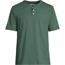 LANDS' END Kurzarm-Super-T Henleyshirt, Herren,  Gr&uuml;n, Baumwolle, by Lands' End